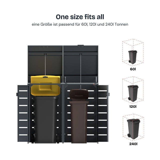 Mülltonnenbox 240l 120l Alubert 3er - Aluminum & Innovativ | BIO Stefan