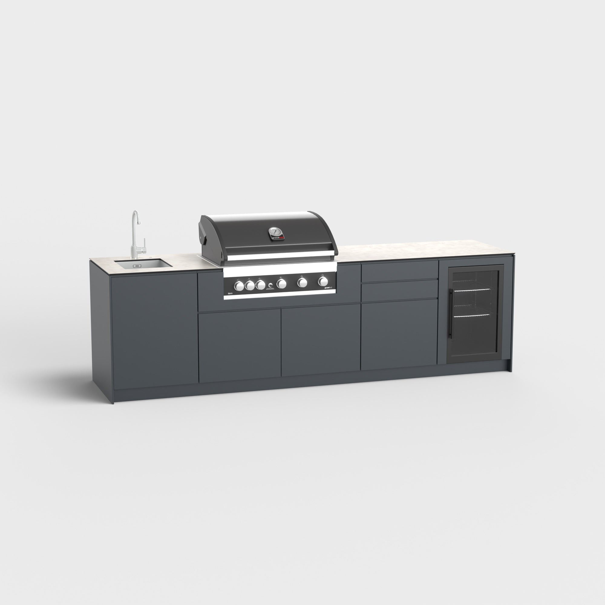 Outdoor kitchen Emma (4 modules) - sink | grill | drawers | refrigerat